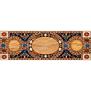 Pietra Dura Black Marble Inlay Rectangular 48" x 30" Inch Coffee Table Top, Stone Inlaid Top for Wall Decor, Breakfast Table Top, Living Room Furniture, Piece Of Conversation, Family HeirLoom