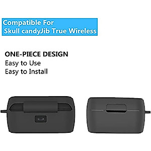 Ankersaila Soft Silicone Case Compatible with Skull Candy Jib True, Portable Scratch Shock Resistant Protective Case Cover (Black)