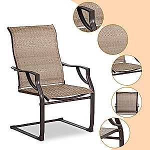 BALI OUTDOORS Patio Dining Chairs Set of 2, Textilene Outdoor Furniture Chairs Firepit Chairs All Weather Resistant Rocking Chairs, Brown