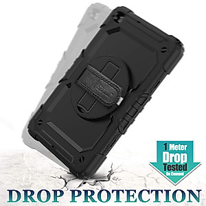 SEYMAC stock Case for Samsung Galaxy Tab A 8.0'' 2019 (SM-T290/295/297) - Black, Solid Pattern, Screen Protector, Drop-Proof, Polycarbonate Material