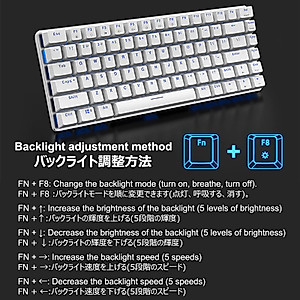 Lomiluskr AK33 Wired Mechanical Keyboard, 82-Keys Compact Mechanical Gaming Keyboard with Anti-ghosting Keys, Small and Portable (Blue Switch/Blue Backlight, White)