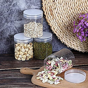 Yephets 8 OZ Plastic Jars with Lids,24 Pack Clear Plastic Slime Containers for Kitchen and Household Food Storage of Dry Goods, Creams and More Included Extra Label and A Pen