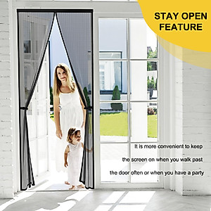 Magnetic Screen Door - Fit for Door Size:36 x 82 Inch, Screen Itself Size:38"x83", Hands Free Mesh Partition,Heavy Duty Curtain Keeps Bugs Out, Frame Hook & Loop, Pet and Kid Friendly