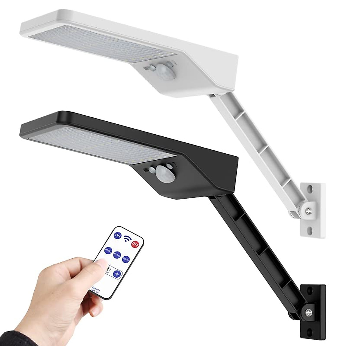 VOLBOZ Outdoor Solar Wall Light, 48 LED 800 LM Outdoor Solar Power Street Wall Lamp PIR Motion Sensor Garden Security Waterproof Remote Control Solar Light for Garage Fence Patio Porch Yard