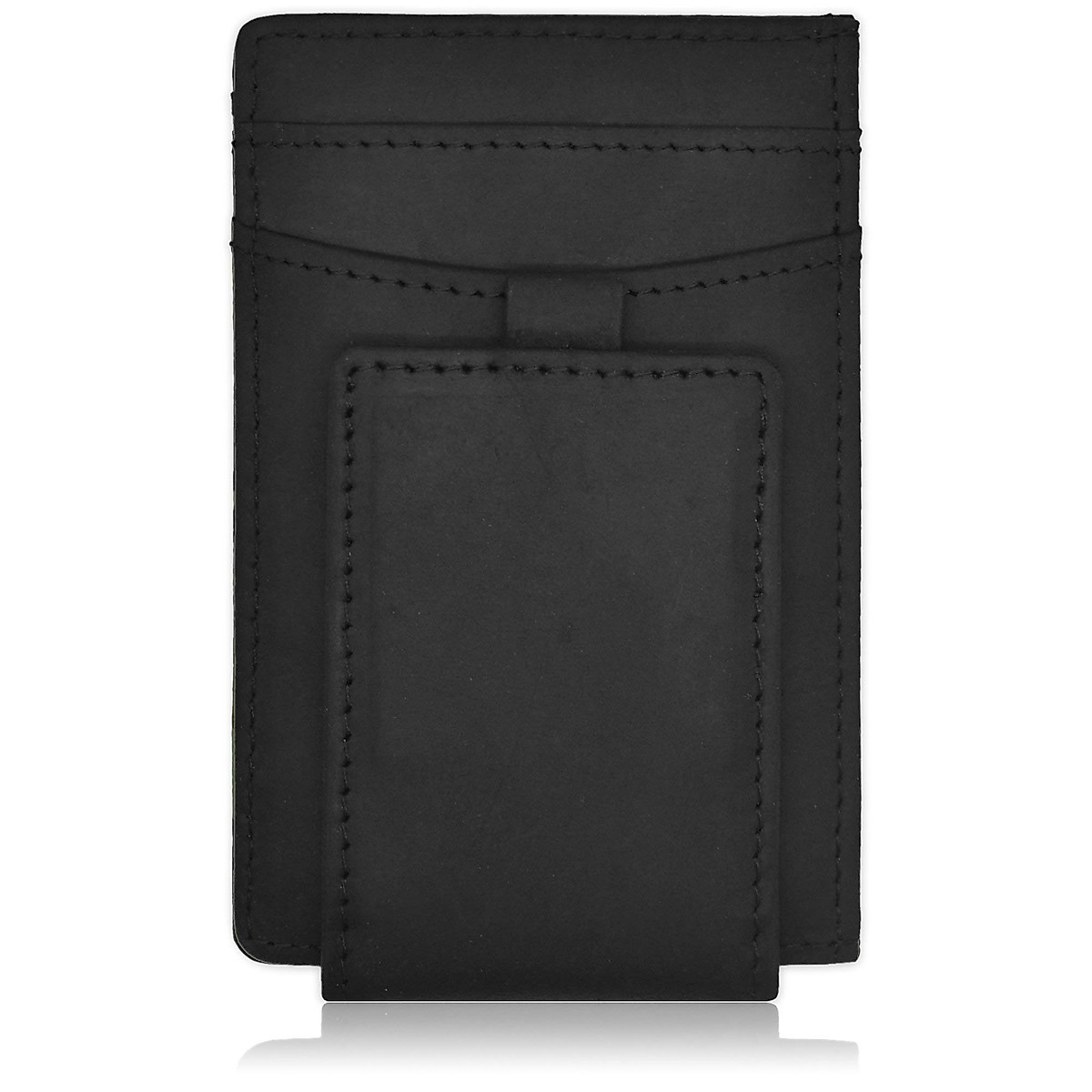 Fidelo Minimalist Wallet For Men - Slim Card Holder Wallet With a Powerful Magnetic Money Clip & RFID Blocking. This Pocket Clip Wallet is Made Out Of Full Grain Genuine Leather - Crazy Horse Black