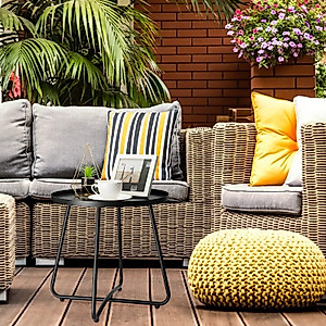 TeoKJ Outdoor Side Tables, Anti-Rust Metal Outdoor End Table, Small Patio Table Round End Table Outdoor Table for Garden Balcony Yard Porch Patio Lawn Black