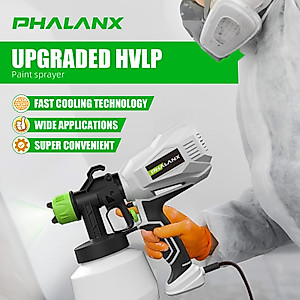 PHALANX Paint Sprayer, 6 FT Corded HVLP Electric Spray Paint Gun for House Painting, Furniture, Fence, Walls, Cabinets, Paint Sprayers with 1200ML Capacity & 3 Nozzles & 3 Patterns