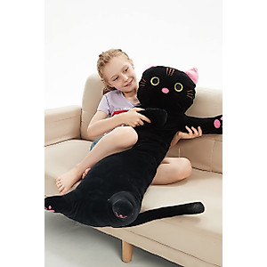Long Cat Plush Body Pillow, 43'' Long Cat Stuffed Animals Cute Soft Plushies Kawaii Kitten Plush Pillow Doll Toy Cute Plushies Gifts for Kids Girlfriend Birthday