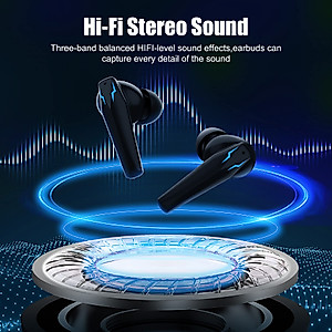 comiso Wireless Earbuds, Gaming Earphones Ultra-Low Latency HI-FI Stereo Sound Bluetooth in-Ear Headphone with Microphone Clear Call 30H Playtime for Workout Running Game Mode