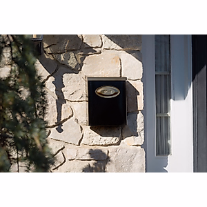 Architectural Mailboxes Designer Galvanized Steel, Locking, Wall Mount Mailbox, DVKGB00AM, Black & Brushed Brass, Medium Capacity