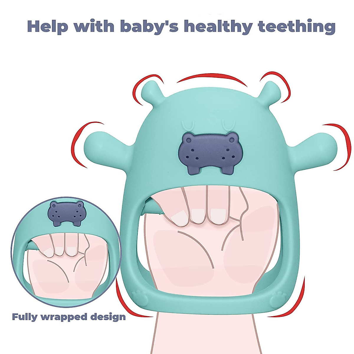 Towwi Teething Toys for Babies 0-6 Months Never Drop Hippo Teething Toys for Babies 6-12 Months Infants, Baby Chew Toys for Sucking Needs, Hand Pacifiers Baby Toys 6 to 12 Months