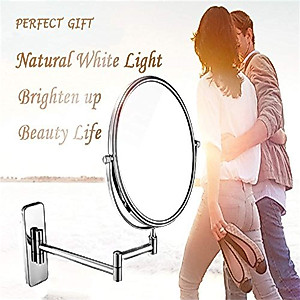 LEJDI Makeup Mirror, 3X Magnification Extendable Double Sided Bathroom Mirror Swivel Folding Round Shape Cosmetic Vanity Mirror (Color : Black, Size : 8inch 3X)