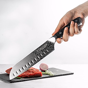 CHUYIREN Kitchen Knife Set 5 PCS, 3.5-8" High-Carbon Stainless Steel Chef Knife Set Classic Triple Rivet, Professional Ultra Sharp Japanese Knife Set with Elegant Black Wood Ergonomic Handle Gift Box