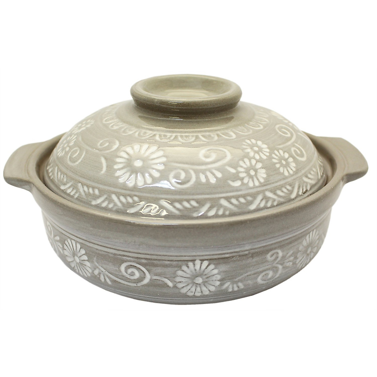 Yukimashima Deep Earthenware Pot, No. 6, For 1 Person (Approx. 7.5 inches (19 cm))