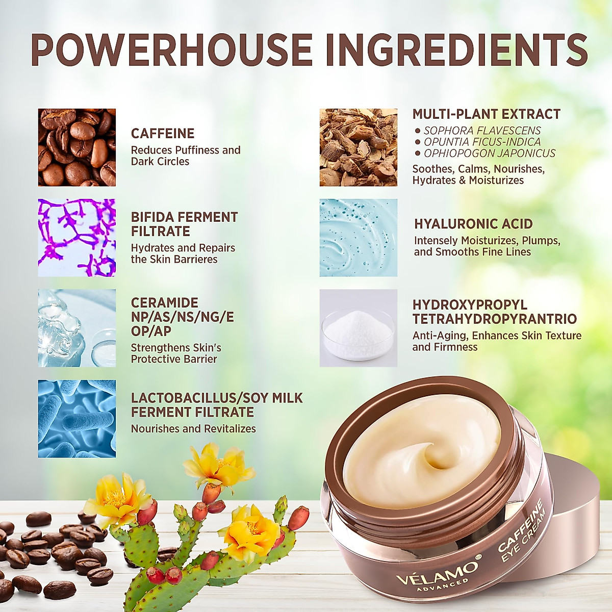 Caffeine Eye Cream for Dark Circles: Under Eye Serum for Puffiness Bags Wrinkles Fine Lines - Anti Aging Firming Tightening 0.5oz/15g