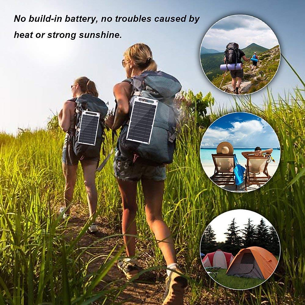 Solar Panel Charger USB Port Portable High Power Paper Shaped Monocrystalline Silicon for Cell Phone Camping Hiking Travel