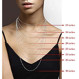 Miabella 925 Sterling Silver Italian Singapore Bead Chain Station Necklace for Women Teen, Made in Italy (20 Inch)