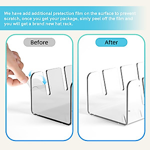 YNPJQWP Hat Organizer, 2 PCS No Install Acrylic Hat Stand for Baseball Caps for 14 Baseball Caps, Hat Racks for Baseball Caps Display and Organizer for Bedroom, Closet, Dresser, Office