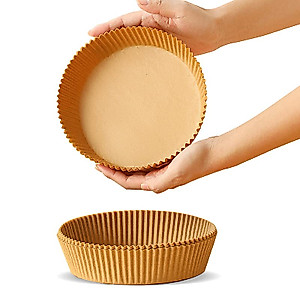 Air Fryer Parchment Paper Pan 6.5" Non-Stick Disposable Baking Paper Liners Unperforated Round Air Fryer Sheets For Baking Roasting Microwave Oven (100, Natural)
