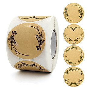 Storrianne Kraft Sticker Labels for Jars - 2 Inches 500Pcs Floral Circle Stickers for Mason Jelly Jar Canning Lids Spice Bottles and Pantry Containers (b7950-19)