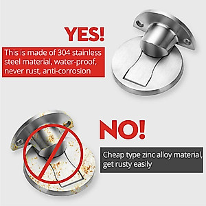 NAIERDI 2 Pack 304 Stainless Steel Door Stoppers, Magnetic Door Stop, 3M Double-Sided Adhesive Tape, No Drilling, Door Stop Wall Protector, Office Door Catch, Stop Door