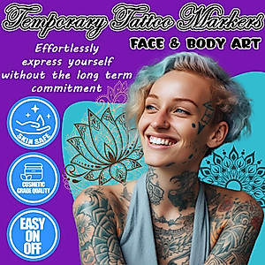 Jim&Gloria Temporary Tattoo Pens Fake Tattoos Kit Removable Body Tattoo Paint Markers For Men Women Sleeves St Patricks Day Teen Girls Trendy Stuff Unique Trending Gifts For Teenage Boys Kids Or Adult