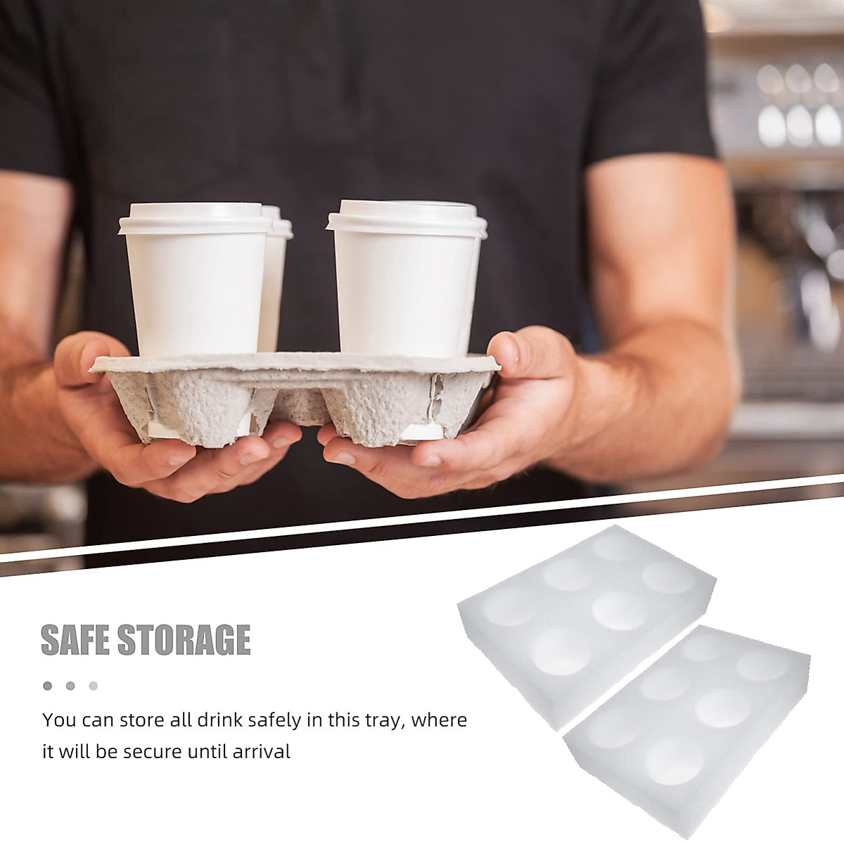 GANAZONO 2Pcs Milk Tea Cup Holder Cup Tray Floating Tray for Pool Takeout Beverage Carrier Foam Drink Carrier Holder Trays Insulated Drink Carrier White Dashboard Pearl Cotton Portable