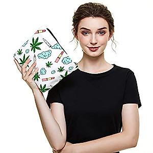 IHopes+ Funny Green Leaf Lipstick Makeup Bag for Women Best Friends Sister Teens Makeup Lover | Cute Leaf Lipstick Zipper Pouch Bag Cosmetic Travel Accessories Bag Toiletry Case