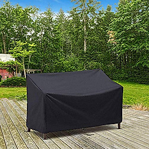 beerty Outside Furniture Covers - Garden Furniture Bench Cover 2/3/4 Seater Waterproof Anti-UV Heavy Duty Bench Protective Cover with Drawstring Cord and Storage Bag