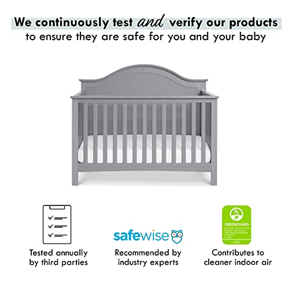 Carter's by DaVinci Nolan 4-in-1 Convertible Crib in Grey, Greenguard Gold Certified, 1 Count (Pack of 1)