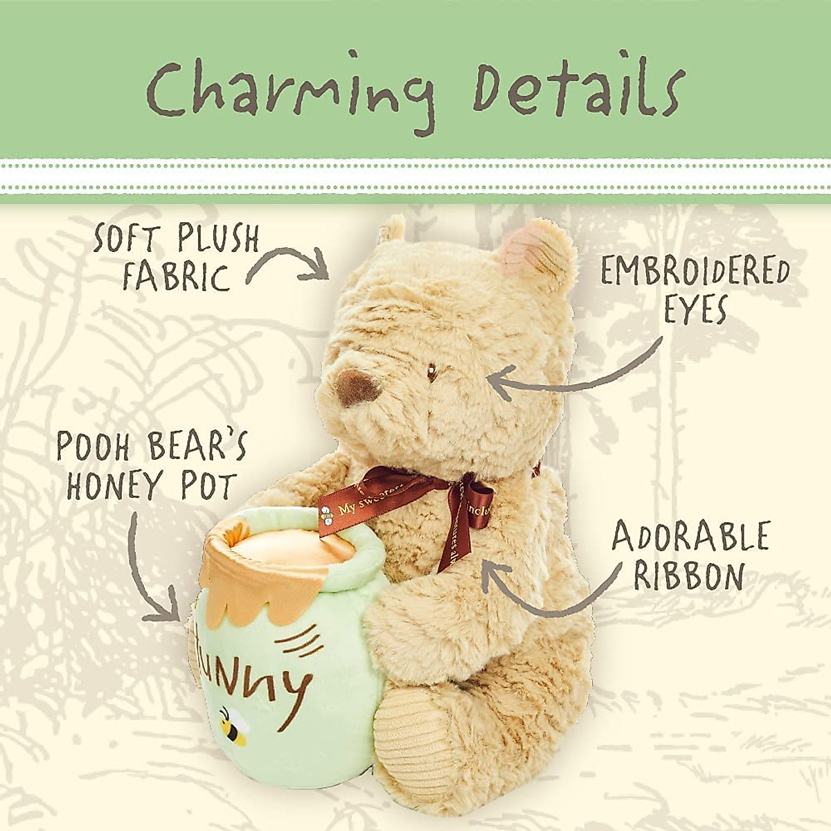 Disney Baby Winnie The Pooh Stuffed Animal Musical Gift Set Includes Classic Pooh Bear Musical Plush, Giant Lift The Flap Board Book, and Gift Book Bag (Music, Shapes, Colors, Numbers, Letters, Time)