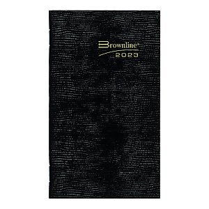 Brownline 2023 Essential Two-Week Pocket Planner, 12 Months, January to December, Stitched Binding, 6" x 3.5", Black (C5626.81Z-23)