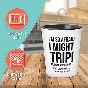 Proposal Shot Glass 1.5 oz, Walk Me Down the Aisle Wedding Relationship Giving Away Gift for Dad Brother Step Uncle Mom Future Husband, White