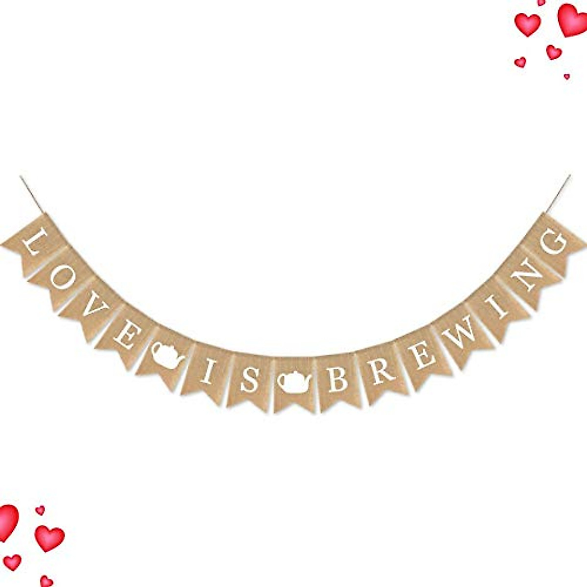 SWYOUN Burlap Love is Brewing Banner Tea Coffee Themed Bar Bridal Shower Supplies Wedding Engagement Party Garland Decoration