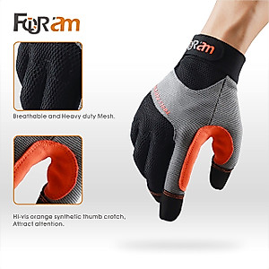 FOUR-AM Work Gloves Men & Women, Utility Mechanic Working Gloves High Dexterity Touch Screen For Multipurpose,Excellent Grip (M)