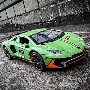 BDTCTK Compatible for 1:32 Lamborghini LP780 Model Car, Zinc Alloy Pull Back Toy Car with Sound and Light for Kids Boy Girl(Green)