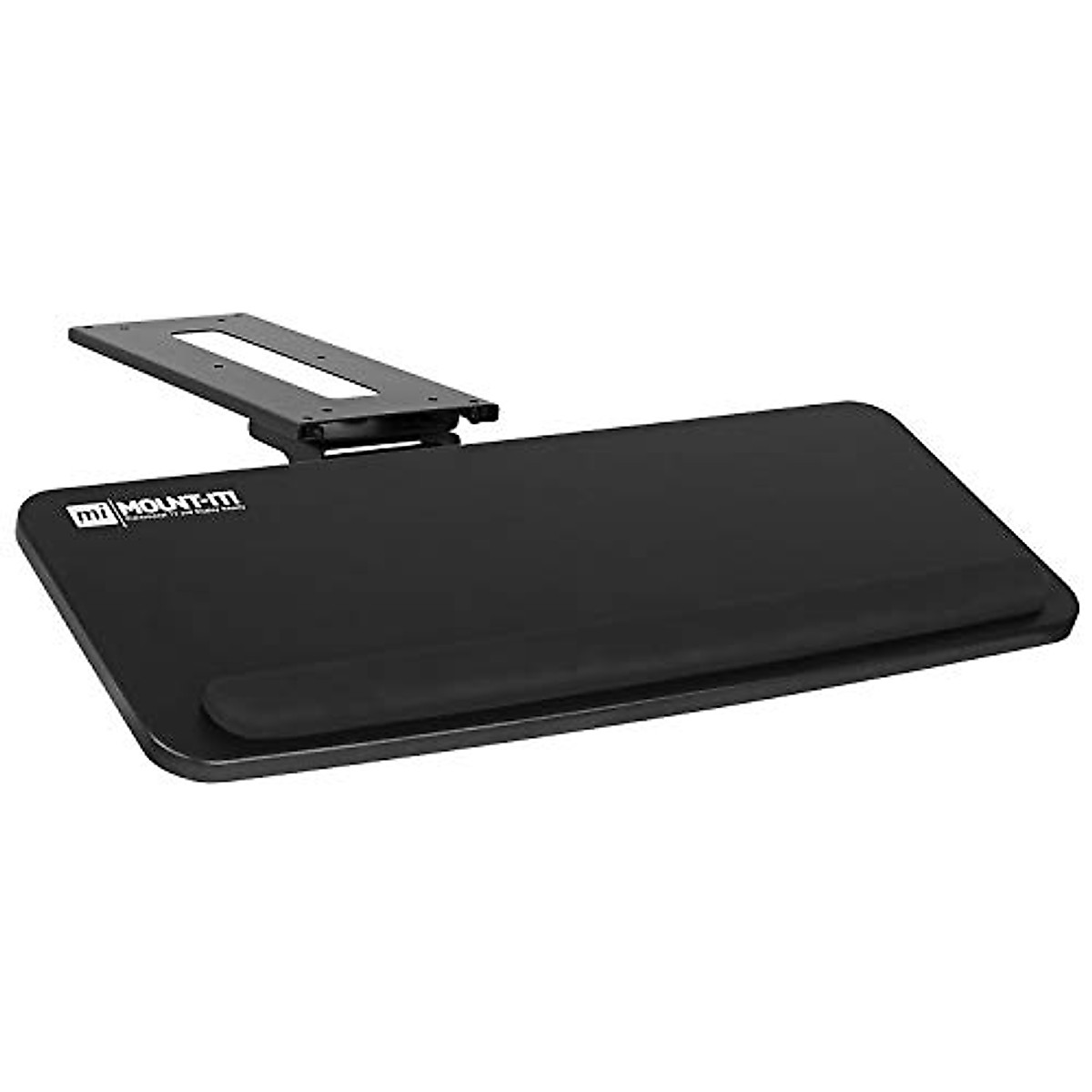 Mount-It! Adjustable Under Desk Keyboard Tray, Ergonomic Computer Keyboard and Mouse Platform with Wrist Rest Pad, Keyboard Slide Out Tray with Height, Tilt and Swivel Adjustment, Black (MI-7132)