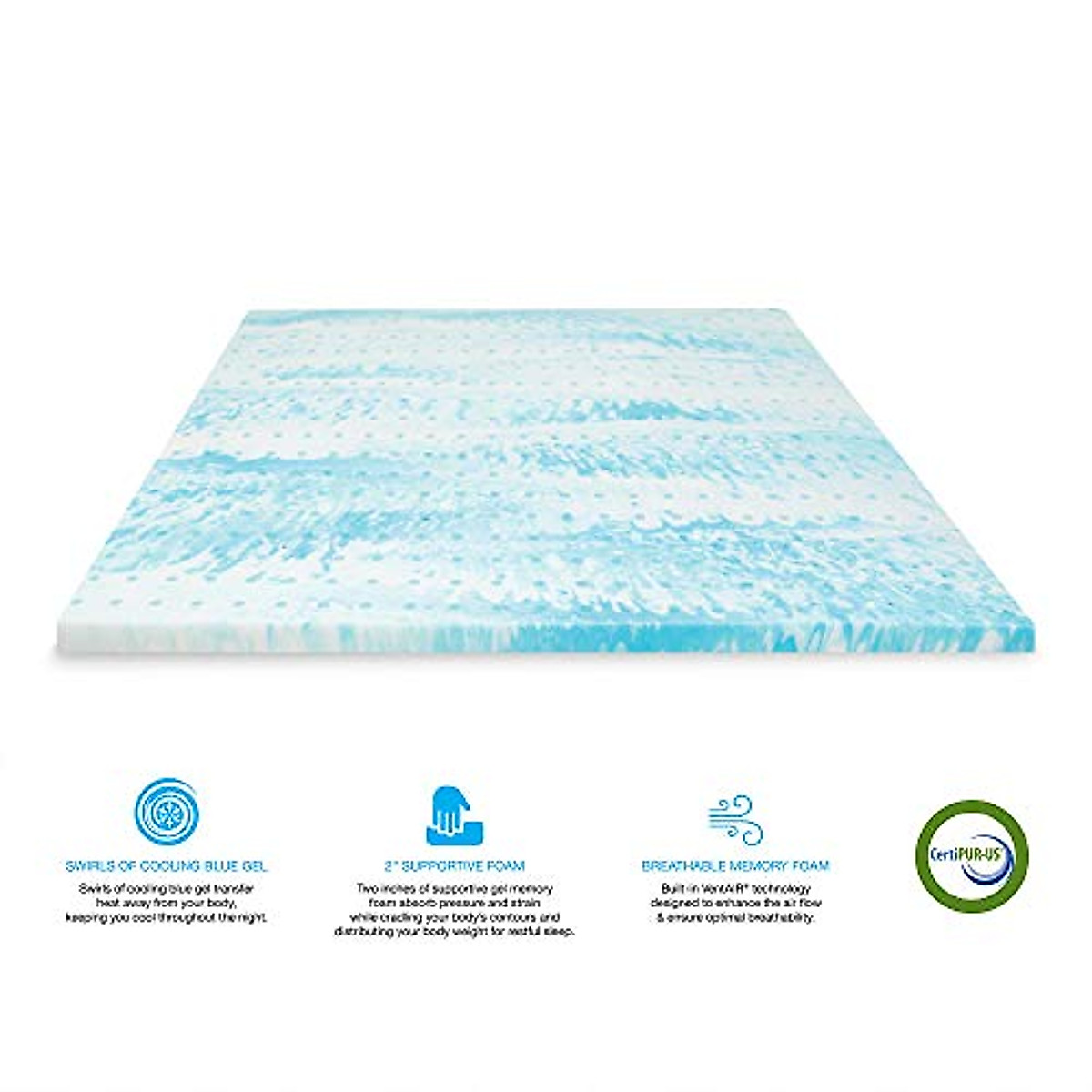 BioPEDIC 2" Gel Swirl Memory Foam True to Size Mattress Topper, California King