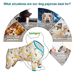 LovinPet Pet Surgery Clothes for Large Dogs - Dog Pajamas, Undershirt for Dog Coats, Lightweight Stretchy Fabric, Jungle Print, UV Protection, Pet PJ's, Large Breed Dog Jammies,Brown XXL