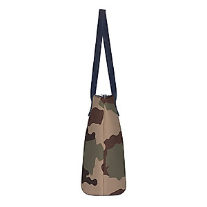 Green Camouflage Women's Tote Bag PU Leather Shoulder Bag Handbags Purse For Work Shopping Travel