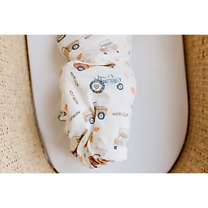 Large Premium Knit Baby Swaddle Receiving Blanket"Hayride" by Copper Pearl