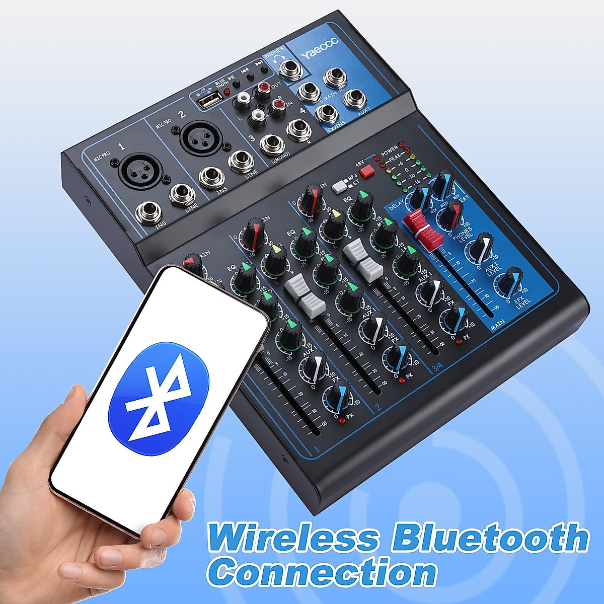 Professional 4/7 Channel Live Studio Audio Sound USB Compact DJ Mixer Mixing Console (4 Channel)