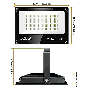 SOLLA 200W LED Flood Light, 20000lm 6000K Daylight White Super Bright Security Light Exterior Floodlight, Outdoor Lighting Fixture Landscape Spotlight for Yard, Garage, Rooftop, Stadiums, Courts