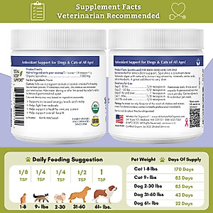 Wholistic Pet Organics Spirulina Powder Organic for Dogs Super Greens Powder Seasonal Allergy Support Supplement Dog Multivitamin USDA Certified Immune Support Vitamins Antioxidants and Minerals