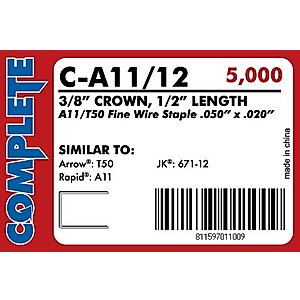 20 Gauge, 3/8" Crown Fine Wire Staple, for Rapid R11 Hammer Tacker (20 Boxes Per Case) - AXXIS-C-A11-12