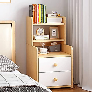 MKYOKO Night Stand, Side Table with Storage Drawer and Open Wood Shelf, Wooden Cabinet, Small Bookshelf Bookcase, Nightstands for Bedroom, Living Room, Dorm (Color : C)