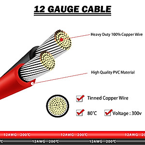 GELRHONR XT60i Extension Cable 1M, XT60 Male to XT60i Female Connector Cable 12AWG Silicon Wire, for Ebike,Drone Car Lipo Battery Charger,Solar Generator Portable Power Station