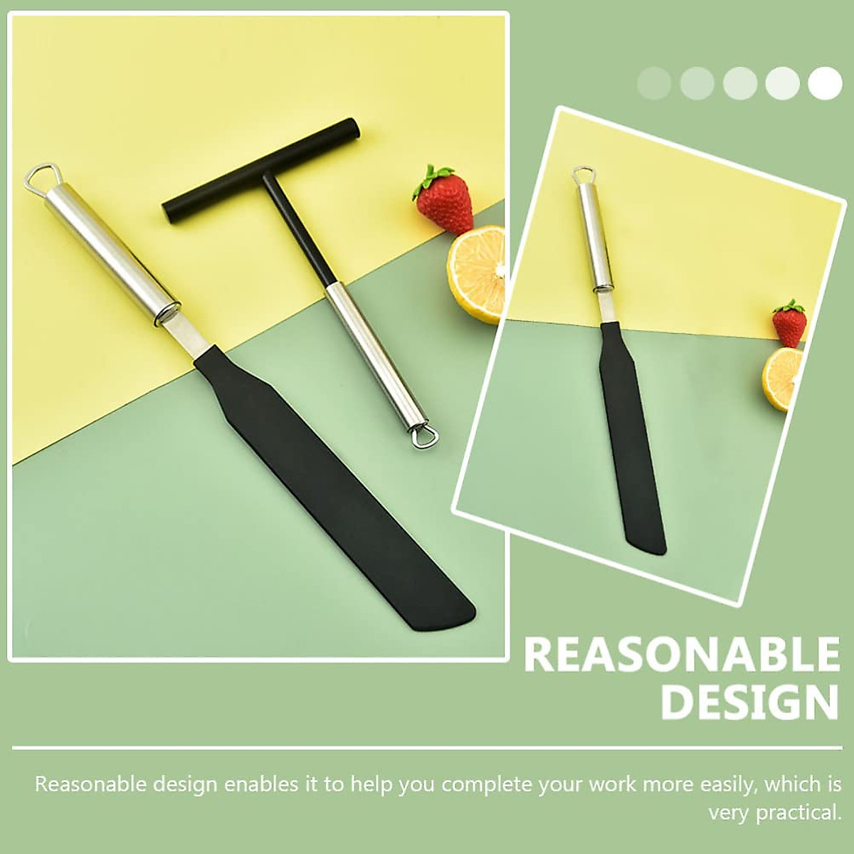 DOITOOL Crepe Spreader and Spatula Set, 2Pcs Stainless Steel Crepe Spreader Tool T Shape Crepe Maker Spreading Tool for Bakery