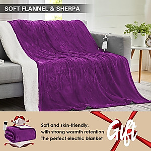 BOMOVA Heated Electric Blanket Full Size, 72" x 84" Heating Blanket with 10 Heating Levels & 8 Hours Auto Off, Super Cozy Soft Sherpa Blanket with Fast Heating Overheating Protection, Machine Washable