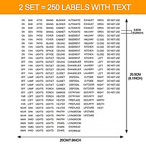 TOMALL 500Pcs Light Switch Labels Stickers with Text Transparent Household Light Fan Heater Bathroom Kitchen Garage DO NOT USE for New Home Office Hotel Public Places